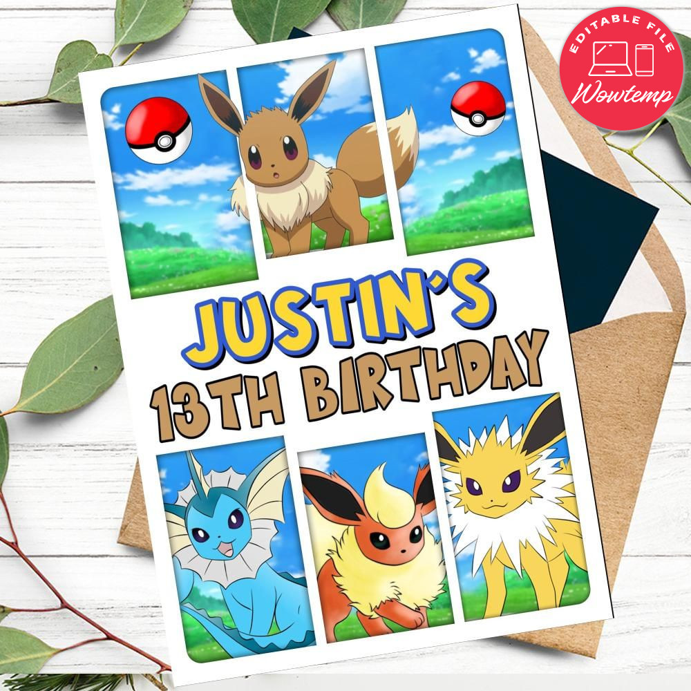 Eevee Personalized Birthday Card | Wowtemp