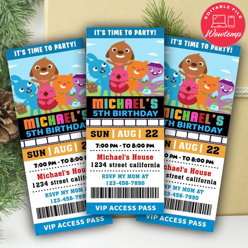 Sago Mini Ticket Invitation Customizable Template | Wowtemp