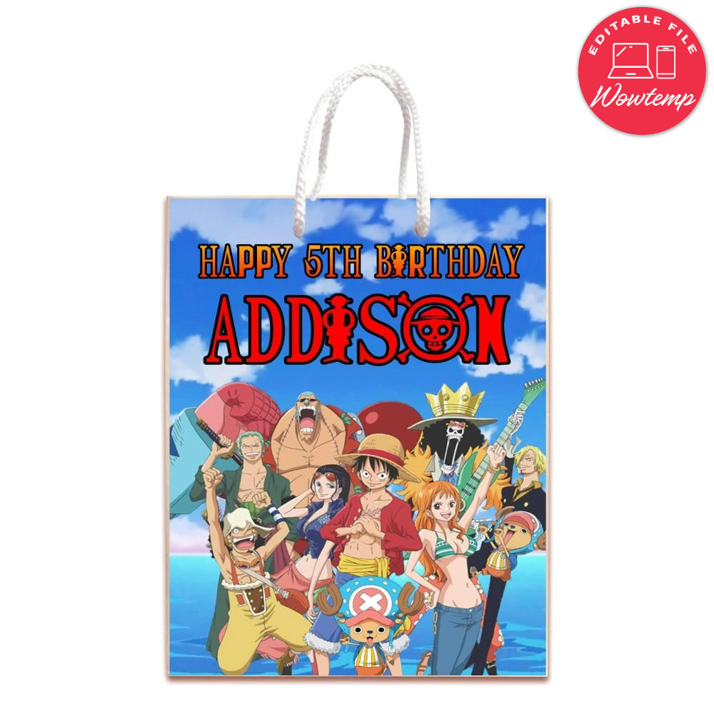 One Piece Gift Bag Label Template Printable DIY | Wowtemp