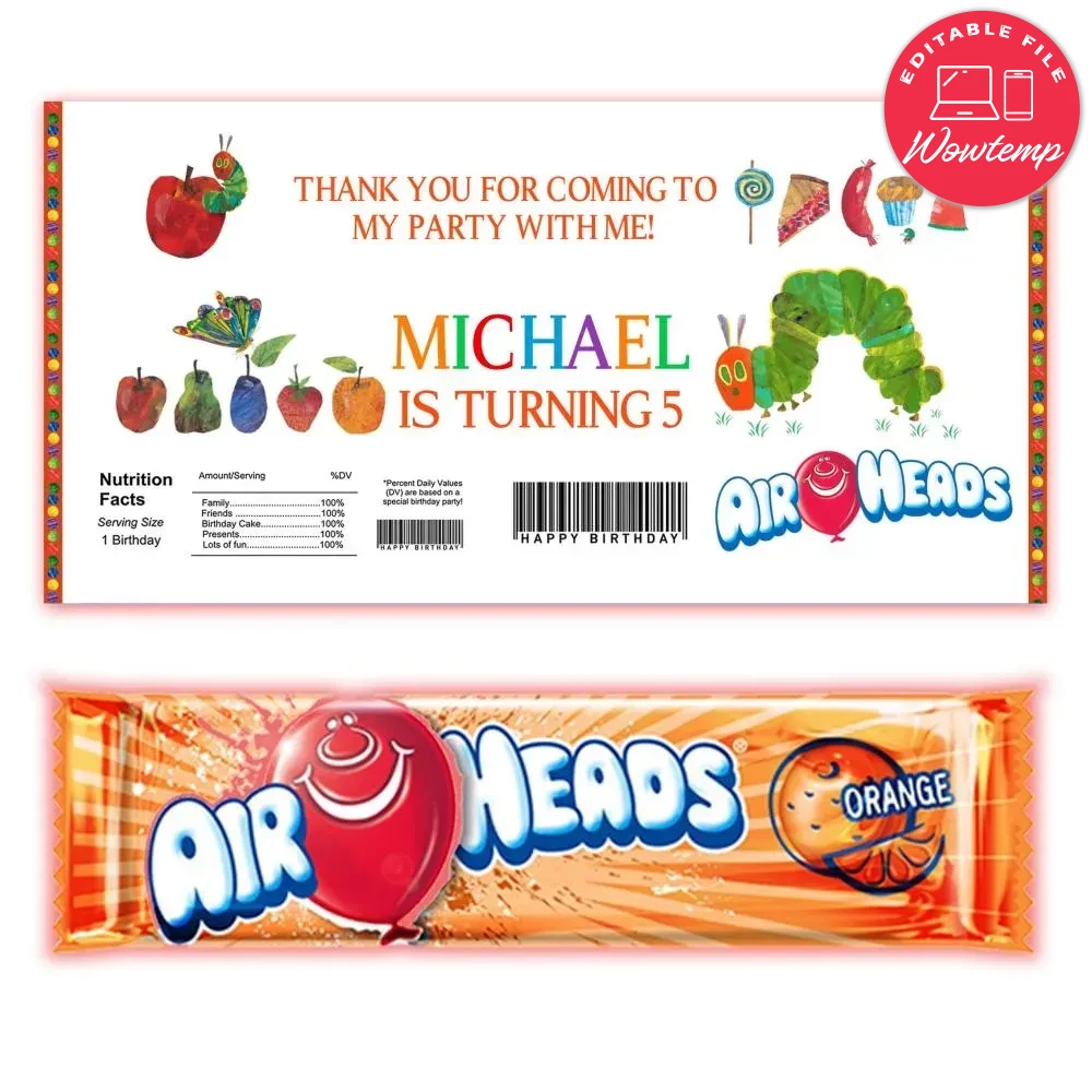 Hungry Caterpillar Airhead Candy Wrapper Template Printable | Wowtemp