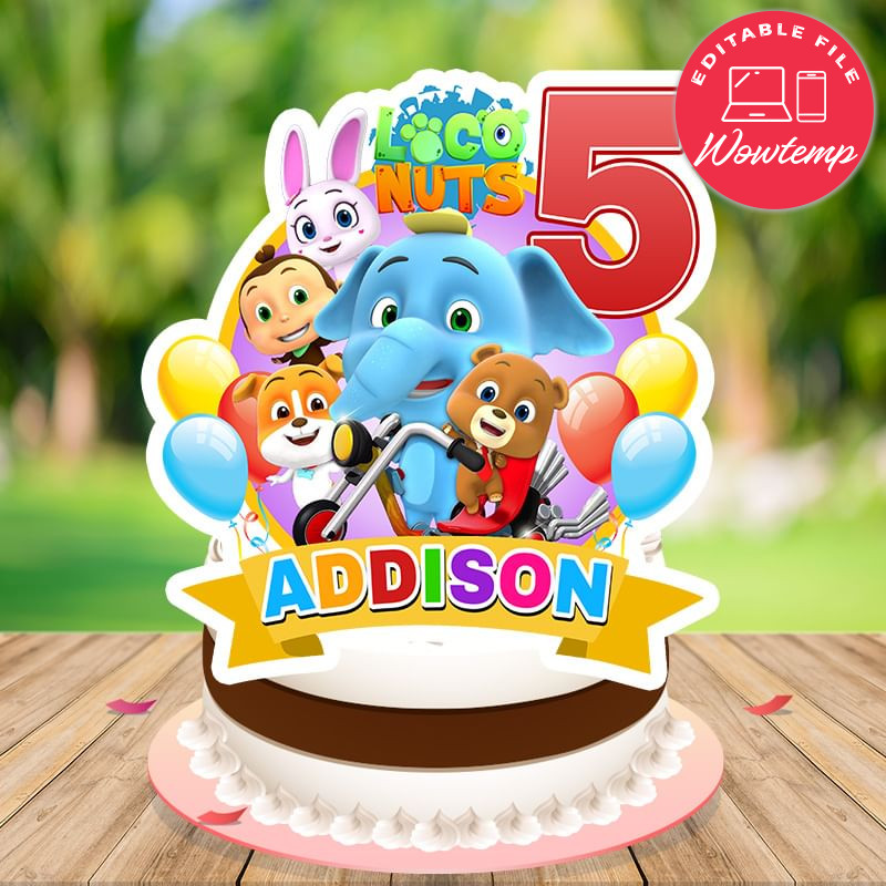 Loco nuts Birthday Cake Topper Template Printable | Zingtemp