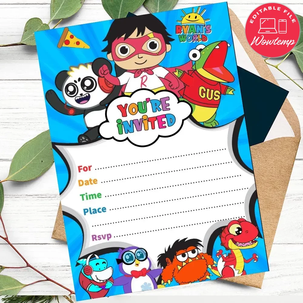 Ryans World fill in blank Invitation Customizable Template | Wowtemp