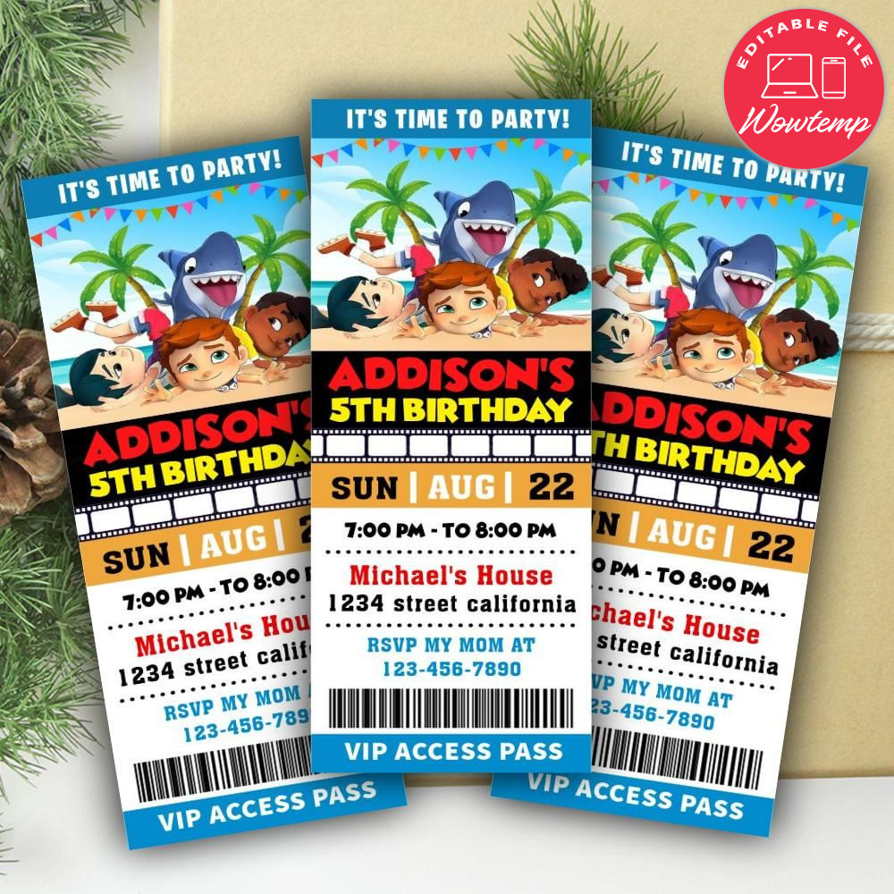 Sharkdog Ticket Invitation Customizable Template | Wowtemp