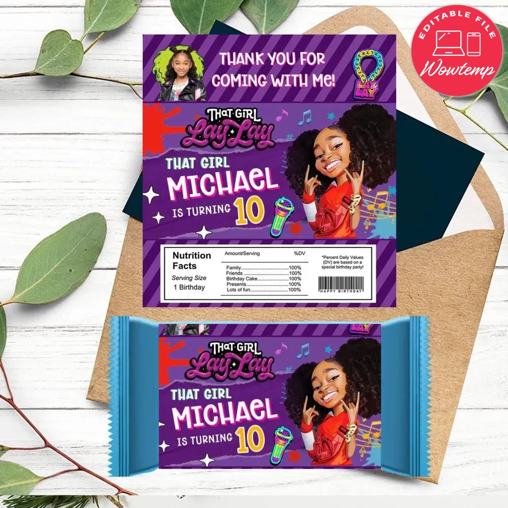 That girl lay lay Candy bar Label Customizable Template DIY | Wowtemp
