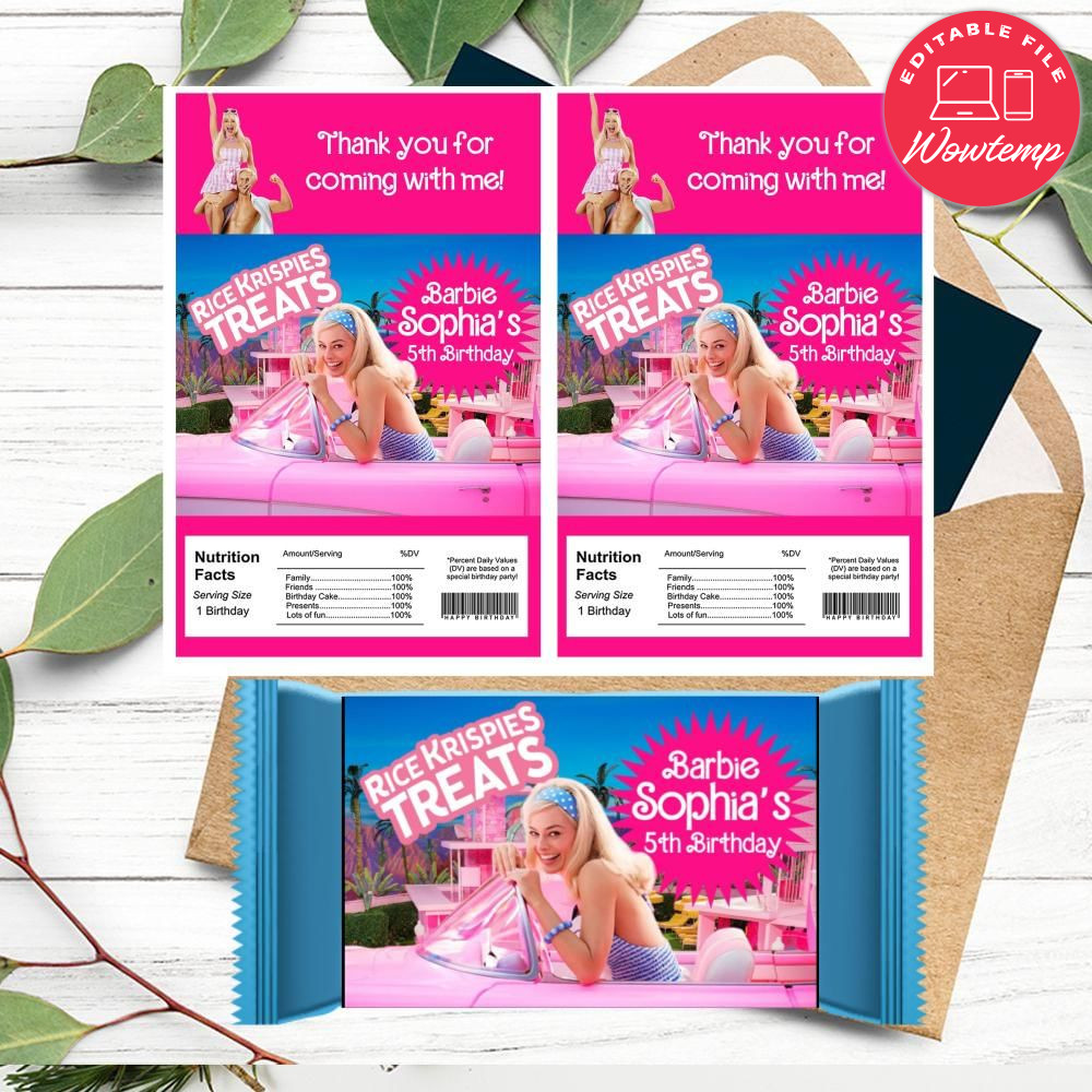 Barbie Movie Rice Krispies Treats Template Printable | Wowtemp