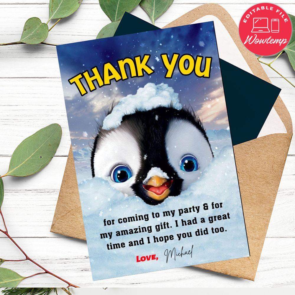 Happy Feet Thank You Card Customizable Template DIY | Wowtemp