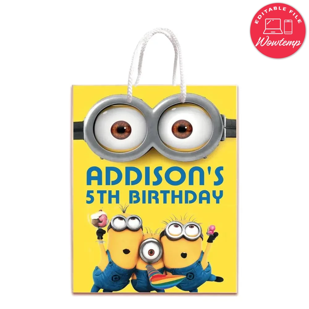 Minion Gift Bag Label Template Printable DIY | Wowtemp