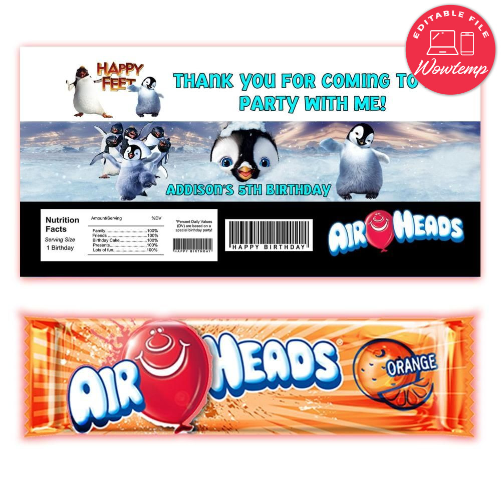 Happy Feet Airhead Candy Wrapper Template Printable | Wowtemp