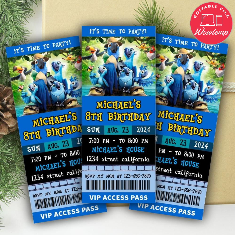 Rio Ticket Invitation Customizable Template | Wowtemp