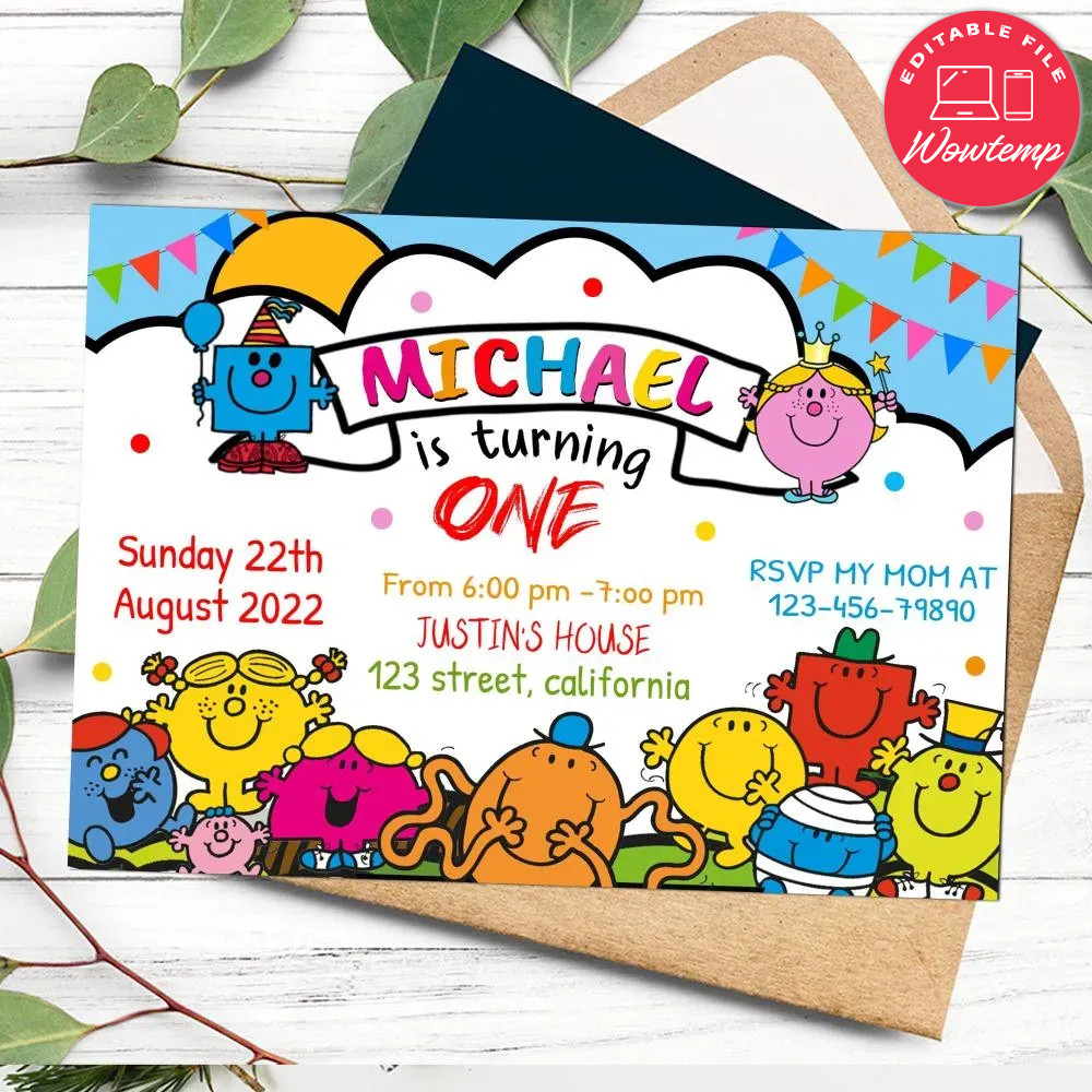Little Miss Mr. Men Flyer Customizable Template DIY | Wowtemp