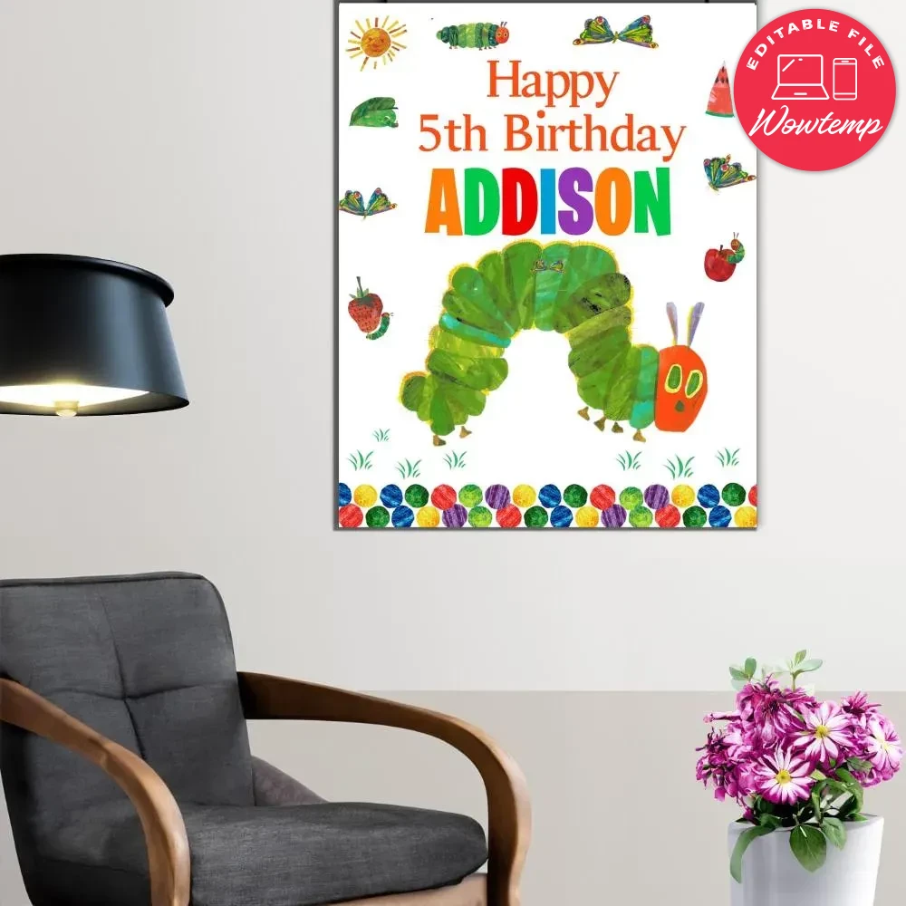 Hungry Caterpillar Birthday Welcome Sign Digital File Printable DIY ...