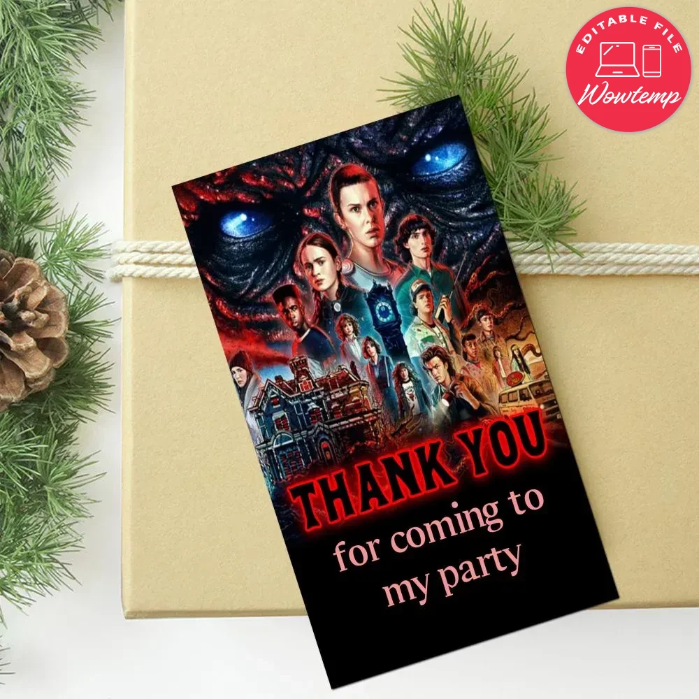 Stranger Things Thank You Tag Customizable Template | Wowtemp