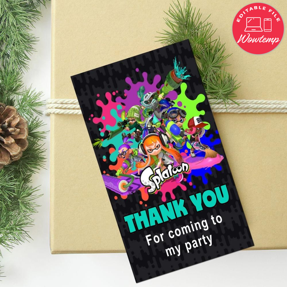 Splatoon Thank You Tag Customizable Template | Wowtemp