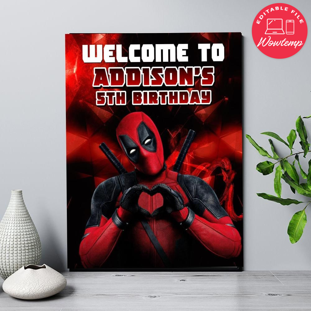 Deadpool Birthday Welcome Sign Digital File Printable DIY | Wowtemp