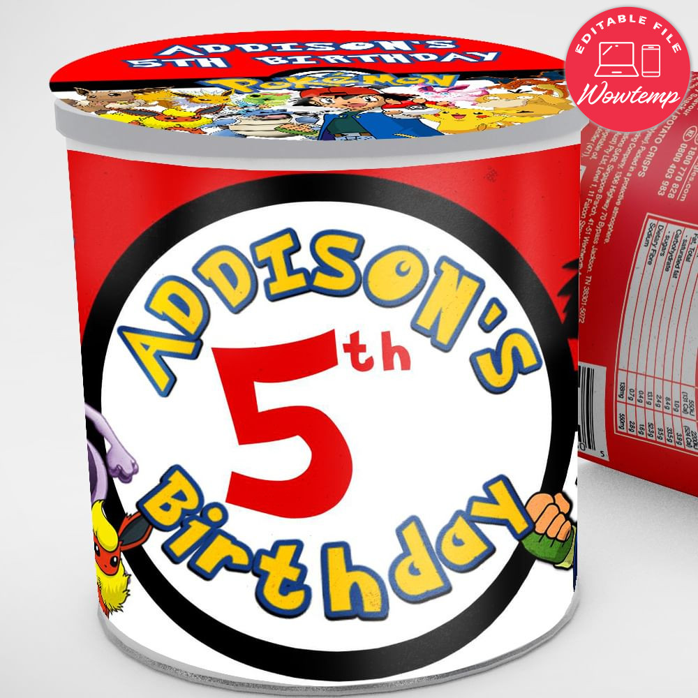 Pokemon Pringles label Template Printable Instant Download | Wowtemp