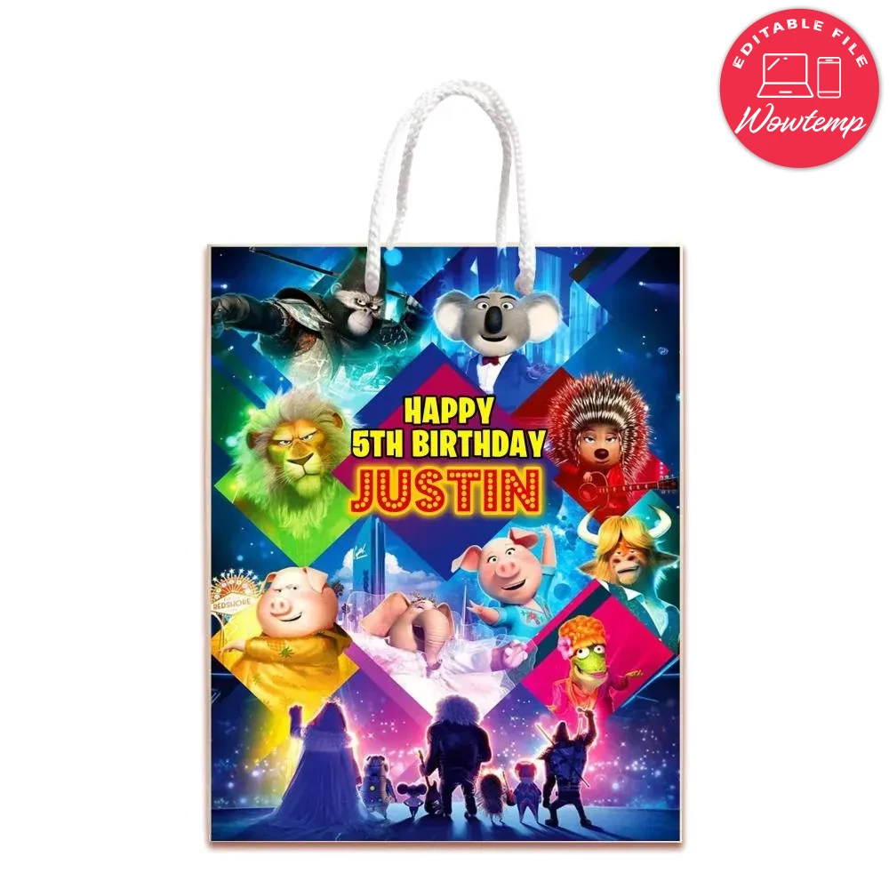 Sing 2 Gift Bag Label Template Printable DIY | Wowtemp