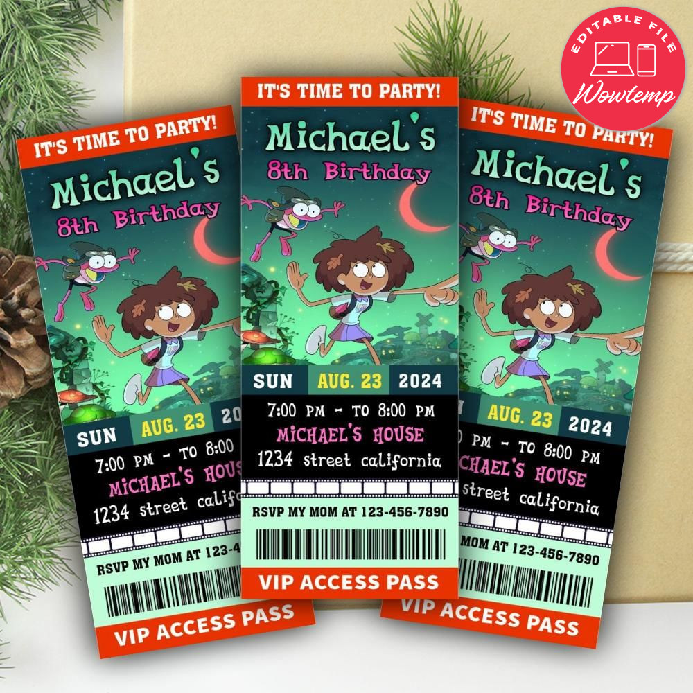 Amphibia Ticket Invitation Customizable Template | Wowtemp