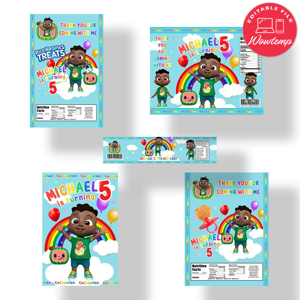 Cocomelon Cody Birthday Party Supplies Set Templates | Wowtemp