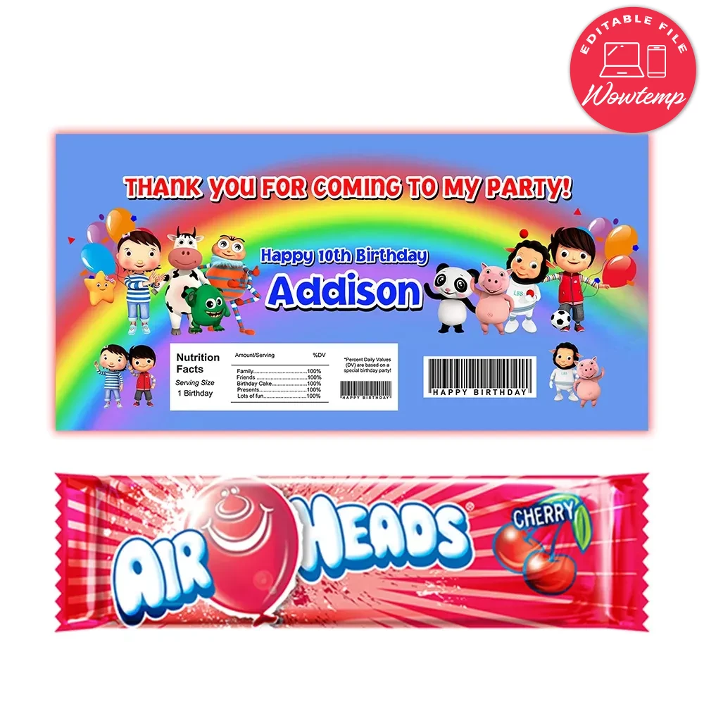 Little Baby Bum Airhead Candy Wrapper Template Printable | Wowtemp