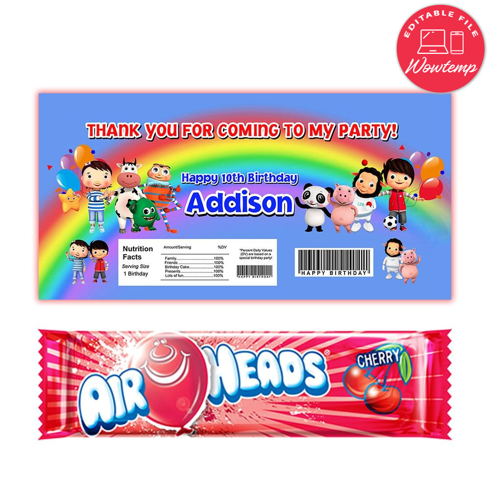 Little Baby Bum Airhead Candy Wrapper Template Printable | Wowtemp