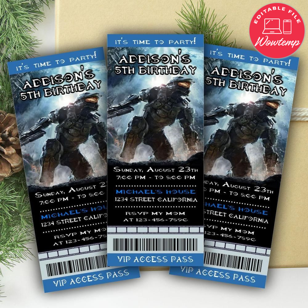 Halo Ticket Invitation Customizable Template | Wowtemp