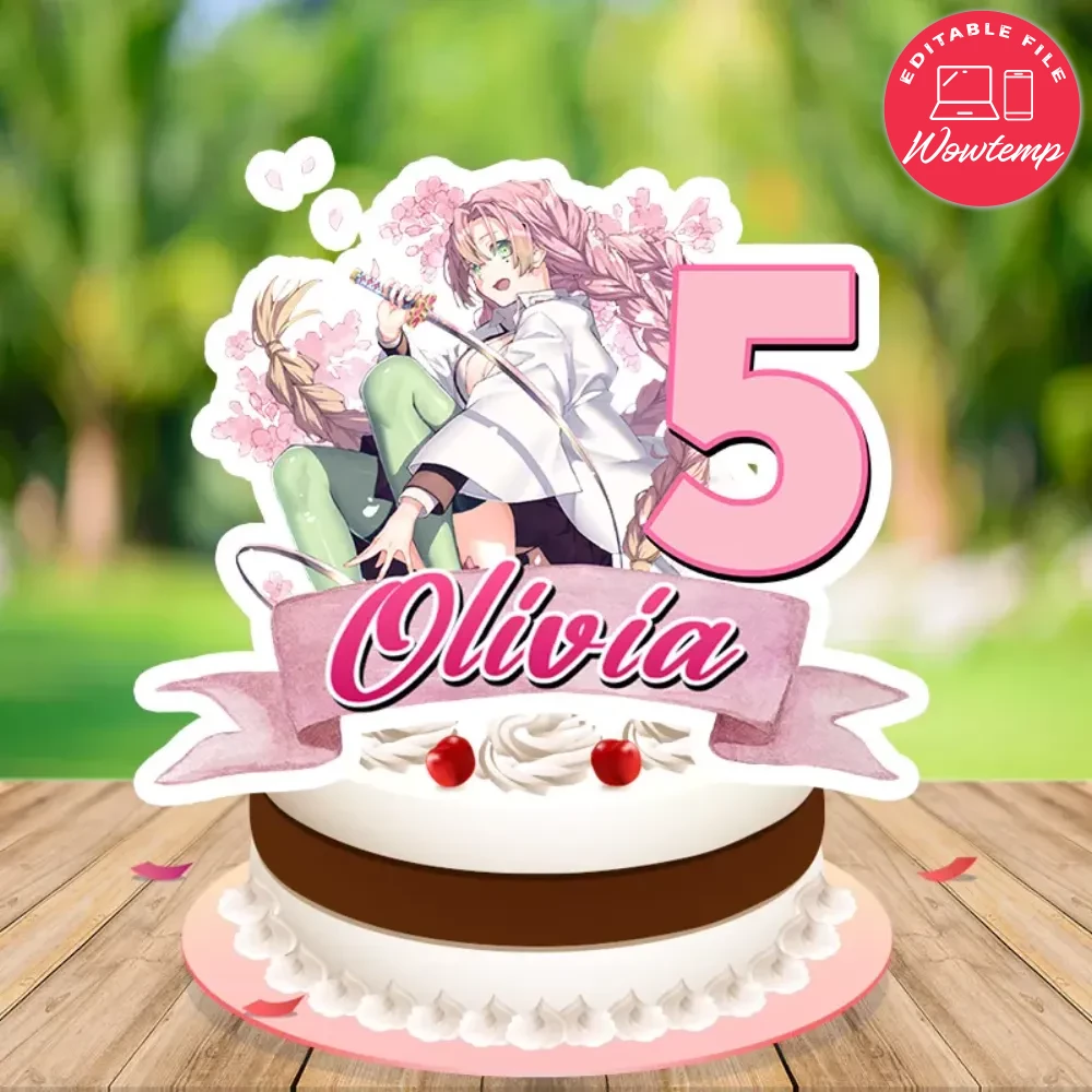 Mitsuri Birthday Cake Topper Template Printable | Wowtemp