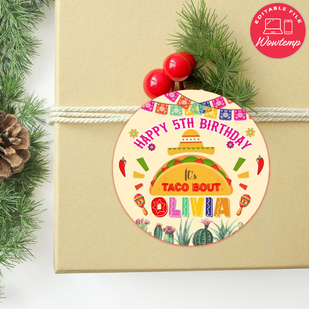 Taco Circle Sticker Template Customizable DIY | Wowtemp