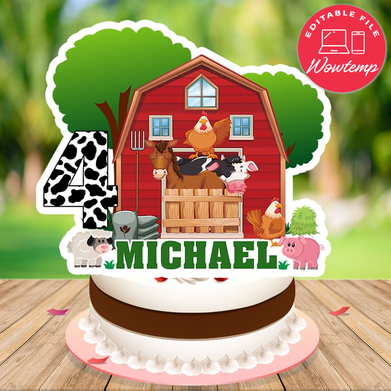 Barnyard farm animals Cake Topper Template Printable | Wowtemp