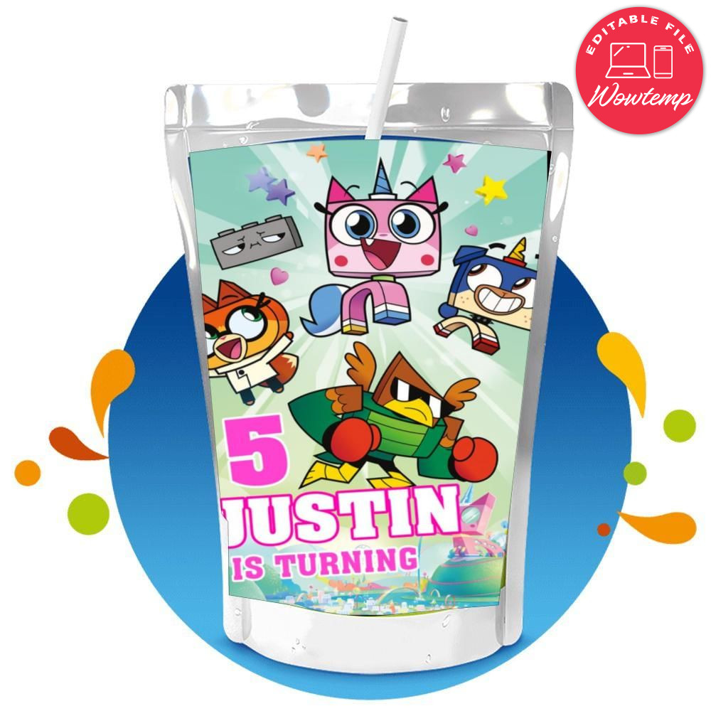 Unikitty Capri Sun Birthday Digital File Printable | Zingtemp