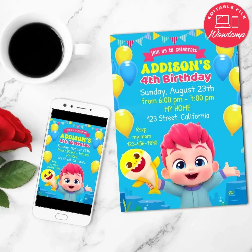 Bebefinn Invitation Customizable Template DIY | Wowtemp