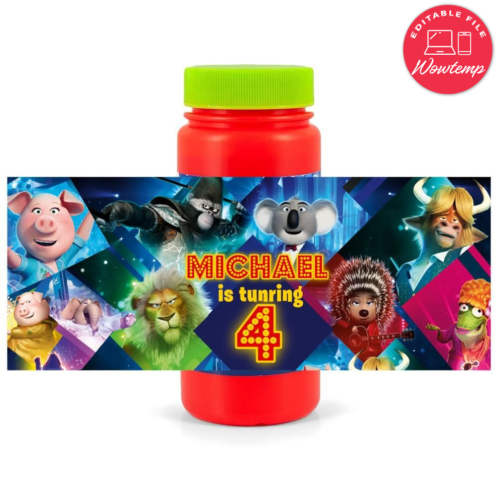 Sing 2 Bubbles Wrapper Template to Print at Home DIY | Wowtemp