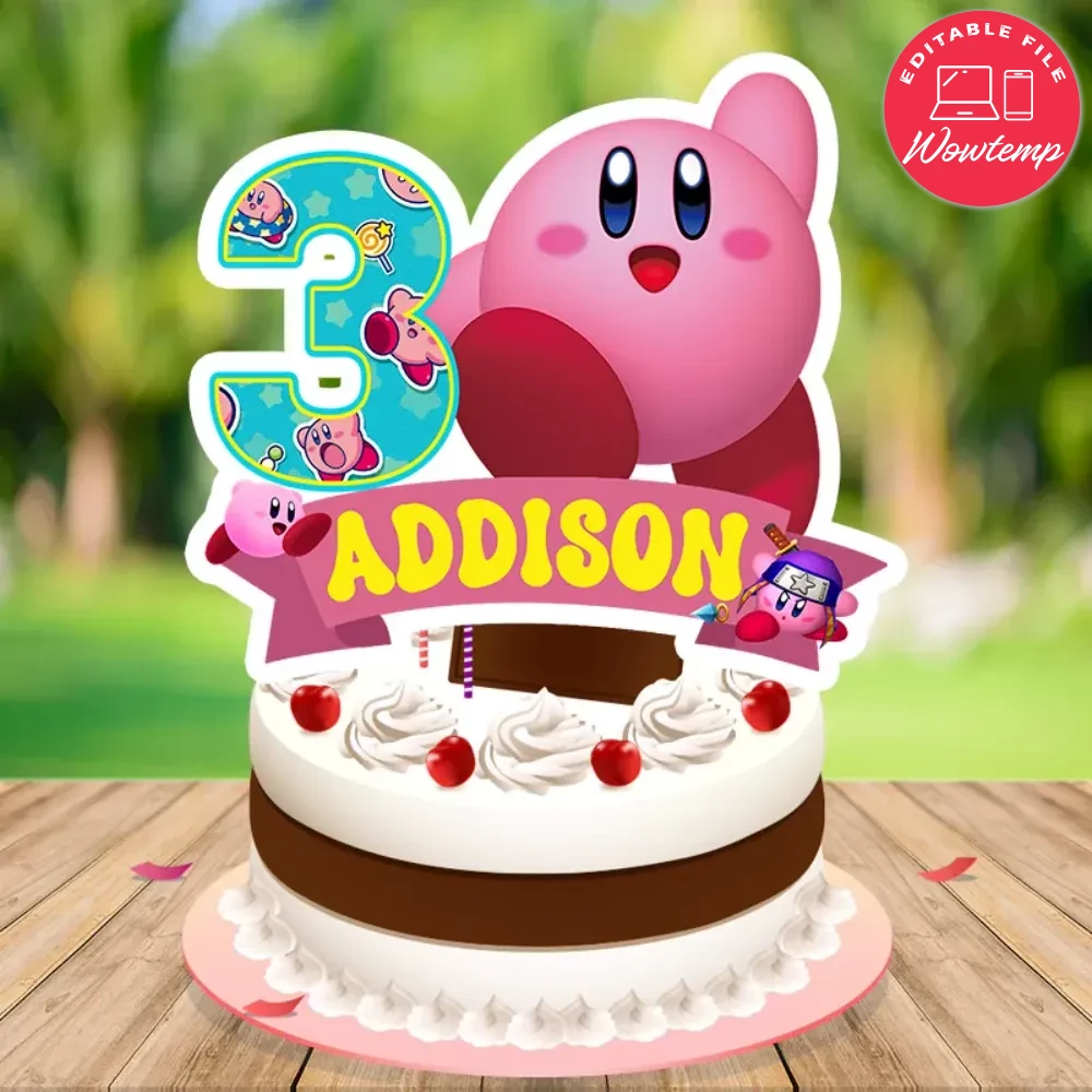 Kirby Birthday Cake Topper Template Printable | Wowtemp
