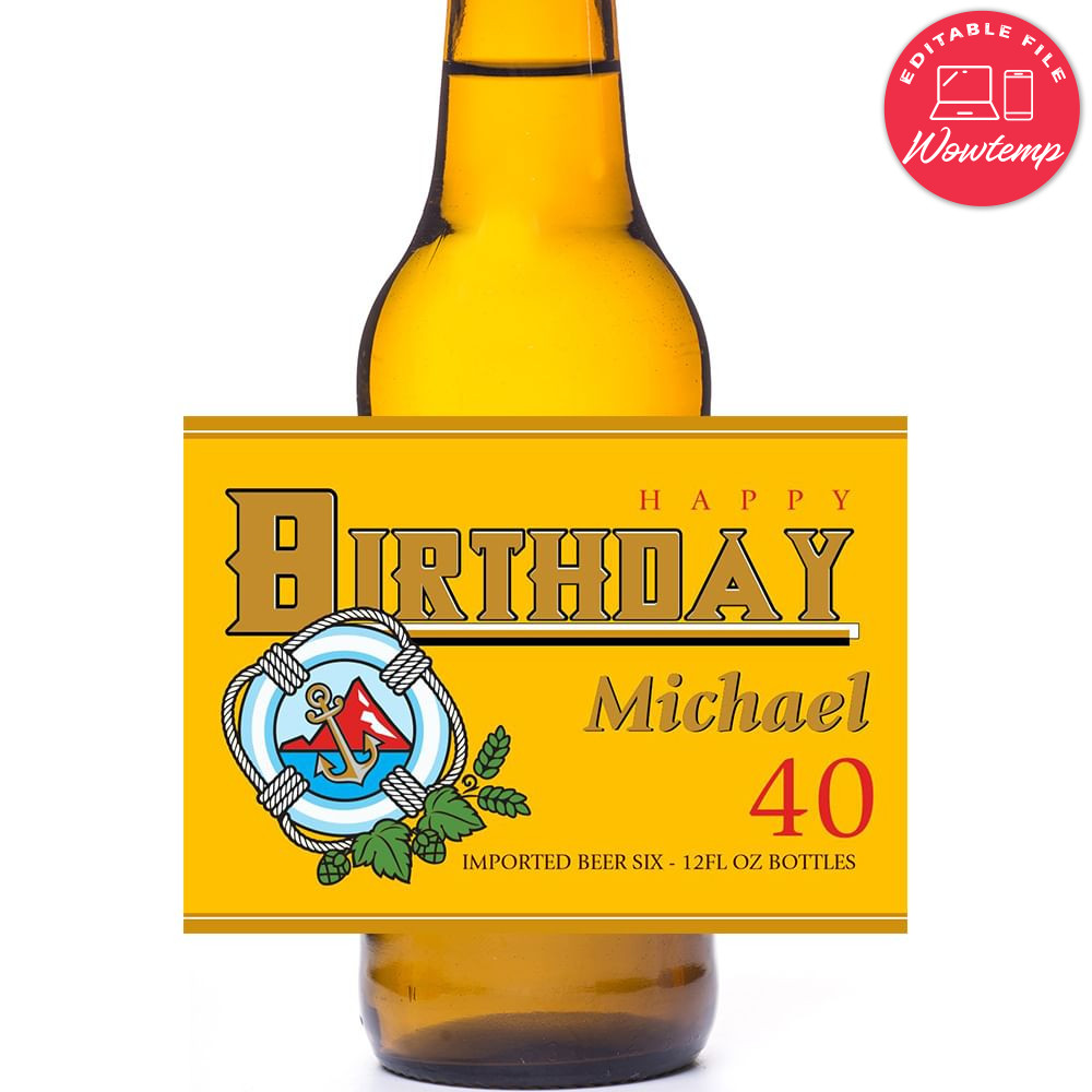 Pacifico Beer Birthday Bottle Label Customizable Template Instant | Wowtemp