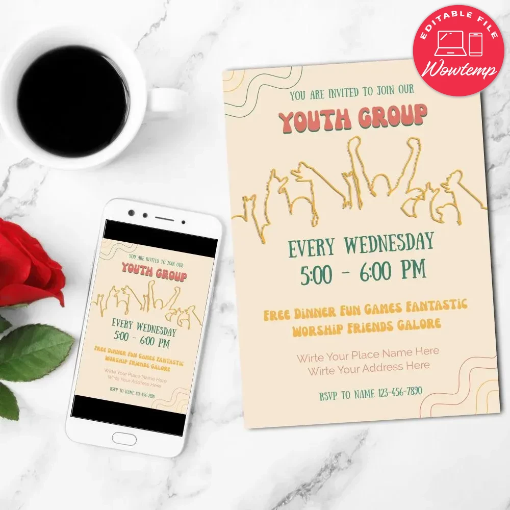 Youth Group Invitation Customizable Template DIY | Wowtemp