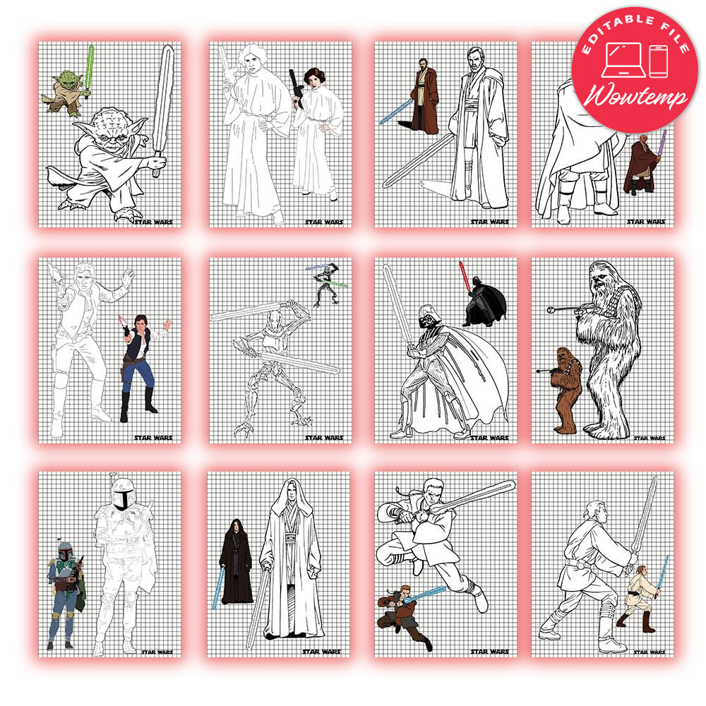 Star wars Coloring Pages Customizable Template Instant Download | Wowtemp