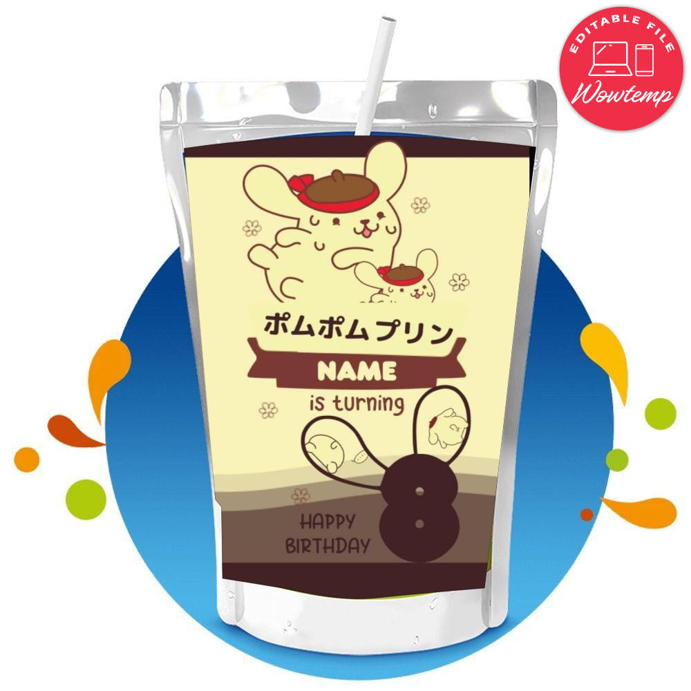 Pompompurin Birthday Capri Sun Customizable Template DIY | Wowtemp
