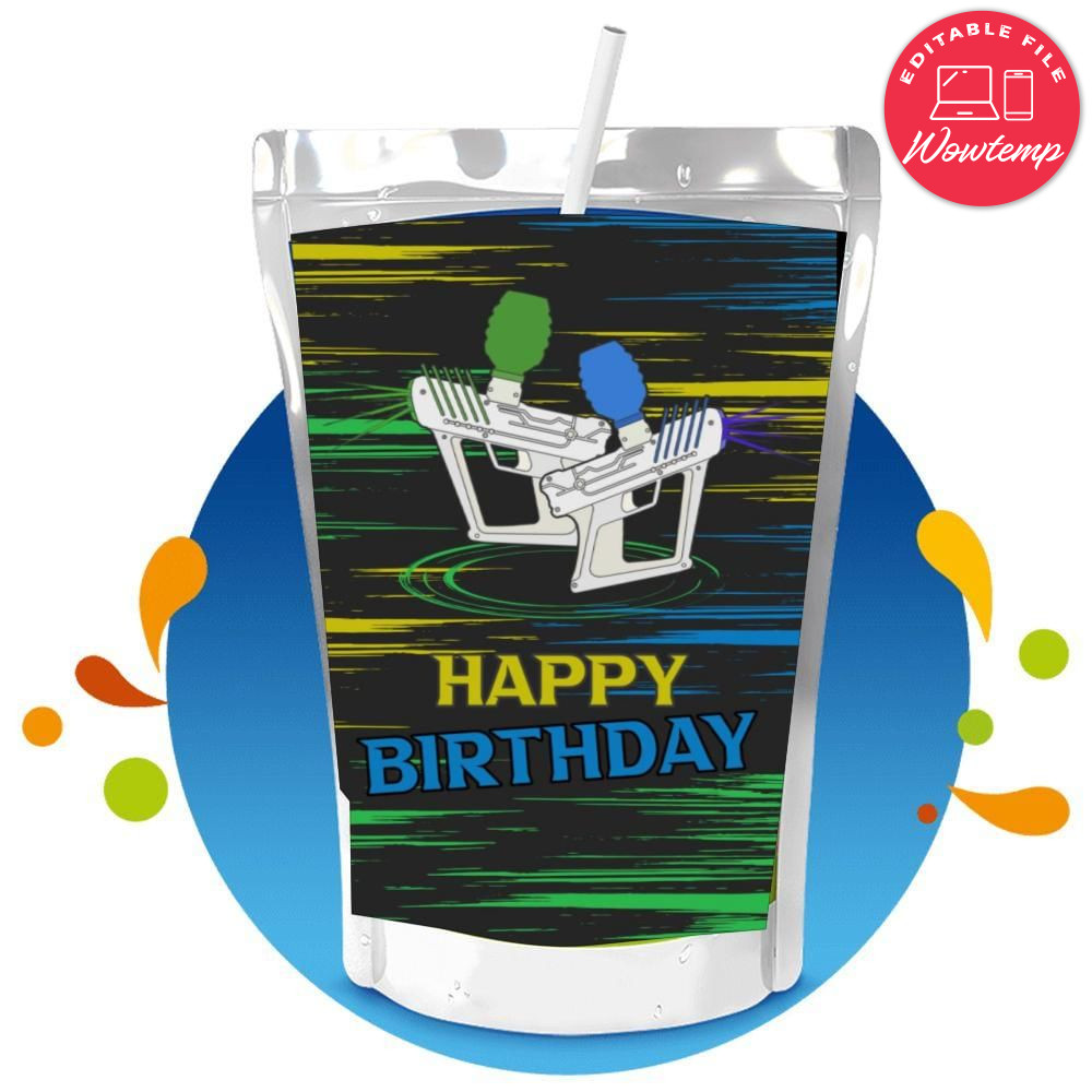 Gel blaster Birthday Capri Sun Customizable Template DIY | Wowtemp