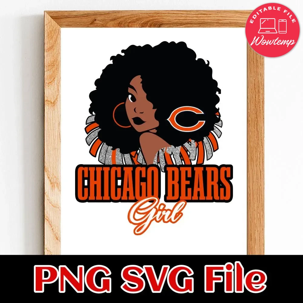 Chicago Bears girl PNG SVG file template | Wowtemp