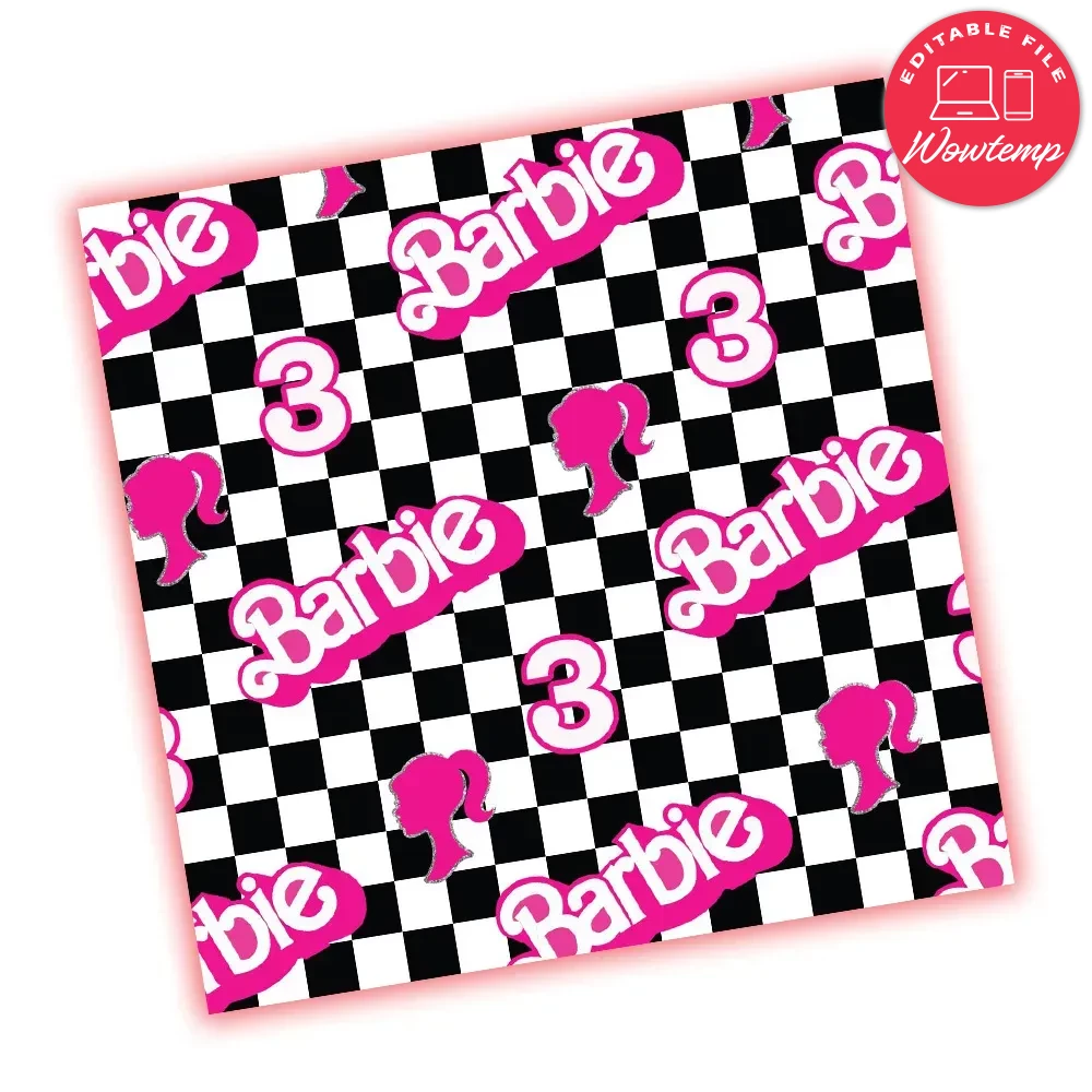 Barbie Pattern PNG file template | Wowtemp
