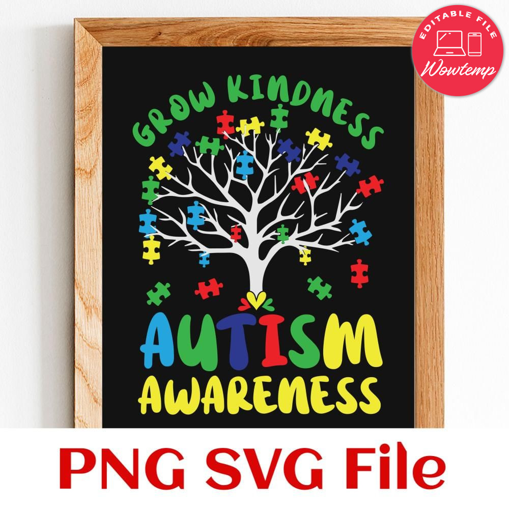 Tree Of Kindness Puzzle Pieces Cute Autis PNG SVG design template | Wowtemp