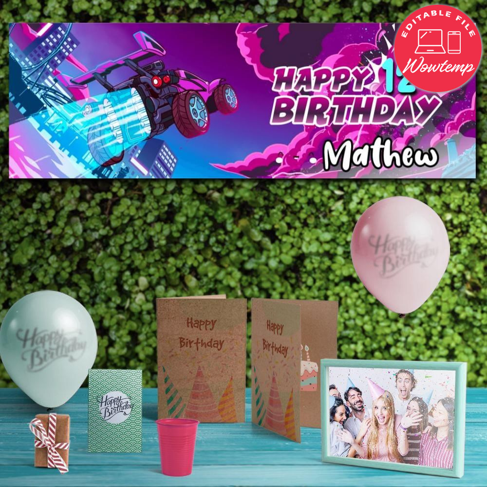 Rocket League Birthday Banner Customizable Template Instant Downl | Wowtemp