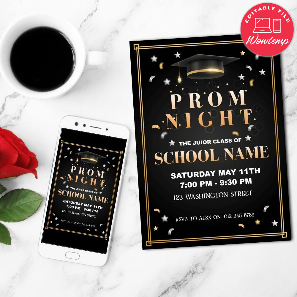 Prom Night Invitation Template Customizable Instant Download | Wowtemp