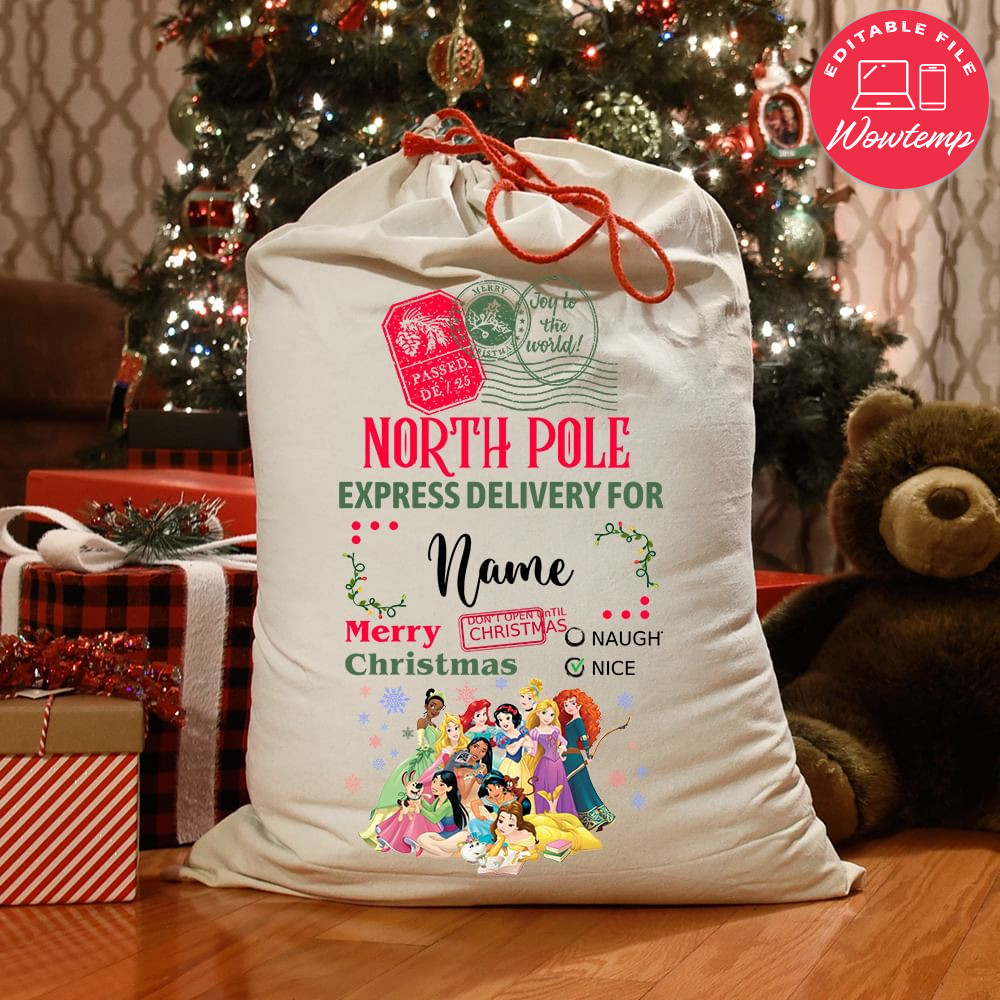Disney Princess Santa Sack PNG SVG file template | Wowtemp