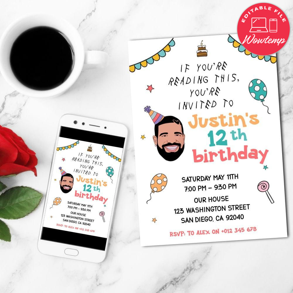Drake Invitation Template Customizable DIY | Wowtemp
