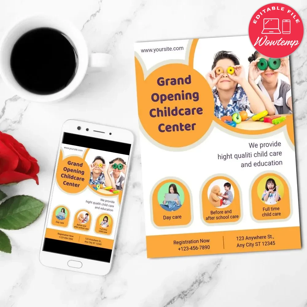 Grand Opening Childcare Center Template Customizable DIY | Wowtemp
