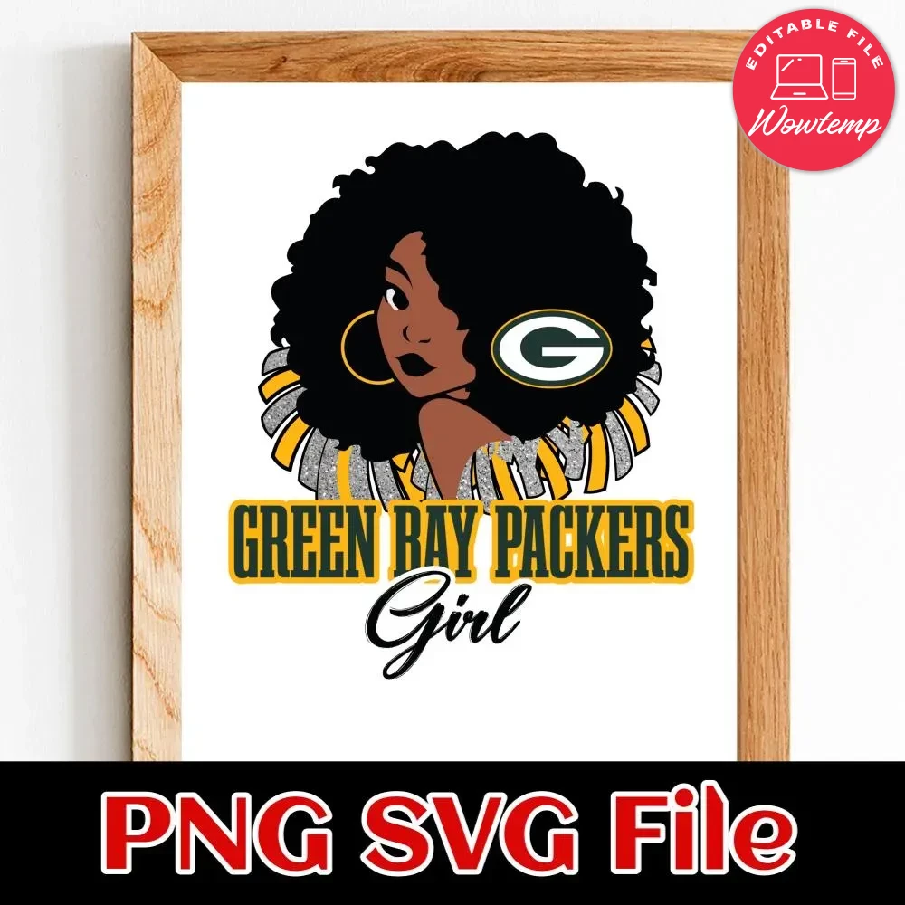 Green Bay Packers girl PNG SVG file template | Wowtemp