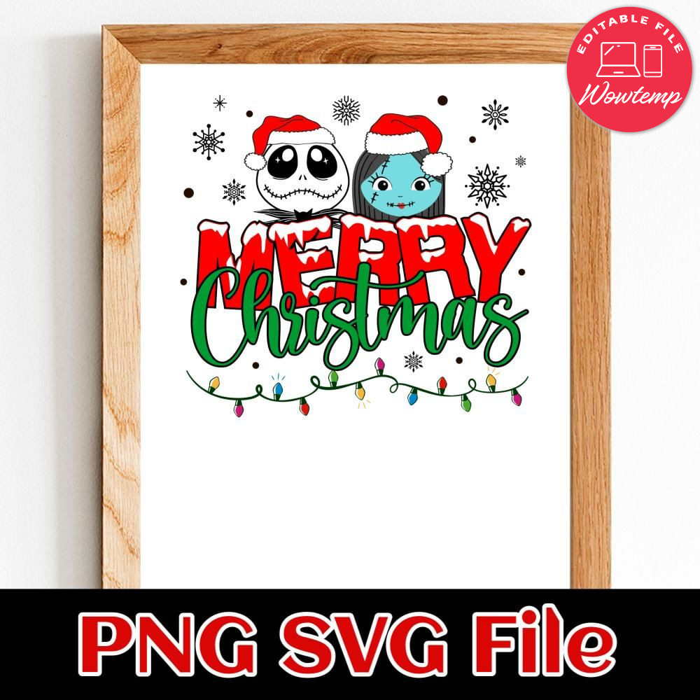 Jack And Sally Merry Christmas PNG SVG file template | Wowtemp