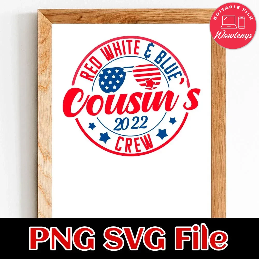 Red White And Blue Crew PNG SVG file template | Wowtemp
