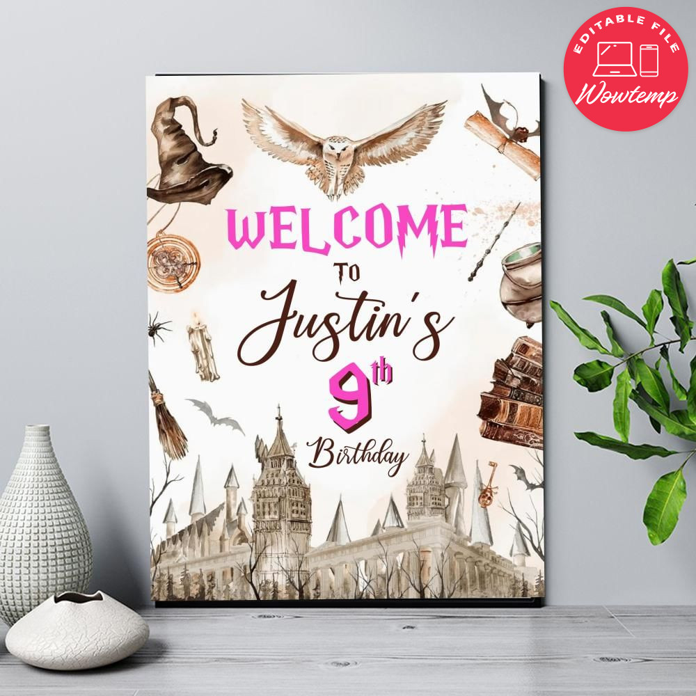 Harry Potter Birthday Welcome S Customizable Template Instant Dow | Wowtemp