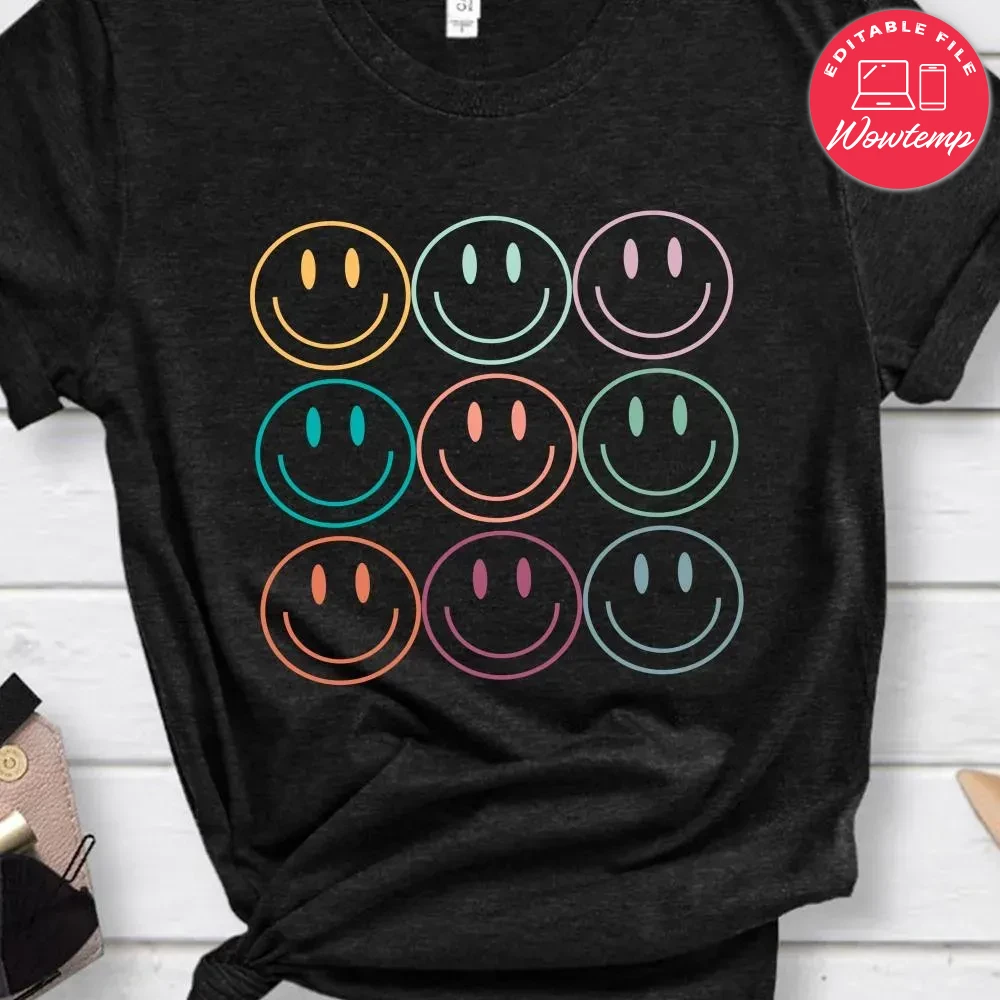 Retro Smile Face PNG file template | Wowtemp